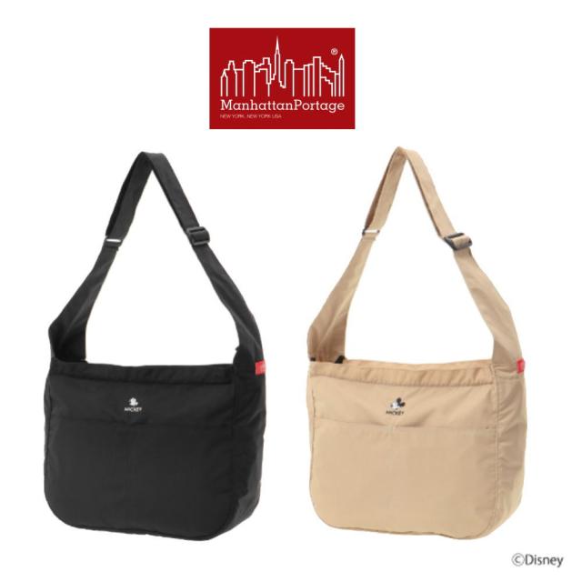 マンハッタンポーテージ Manhattan Portage アレン ストリート ショルダー バッグ 24 ミッキー Allen Street Shoulder Bag 24 / Mickey ブラック ベージュ 1497-TAS-MIC-24 BLK BEI