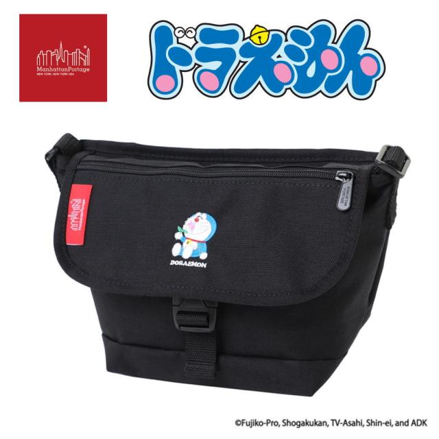 マンハッタンポーテージ Manhattan Portage MESSENGER BAG FLAP ZIPPER POCKET DORAEMON 25 メッセンジャー バッグ フラップ ジッパー ポケット ドラえもん 25 1603-FZP-DORA-25 BLK