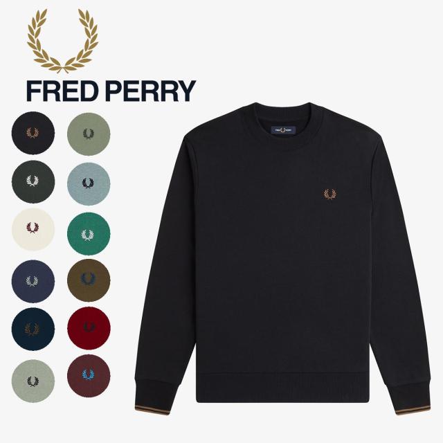 フレッドペリー FRED PERRY クルー ネック スウェットシャツ Crew Neck Sweatshirt M7535 S77 T50 Z46 Z47 Z48  Z49  Z50 Z56 Z59 Z60 Z62 Z63