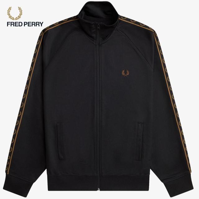 定番 フレッドペリー FRED PERRY コントラストテープ トラックジャケット Contrast Tape Track Jacket J5557 S77(ブラック/シェイディドストーン)