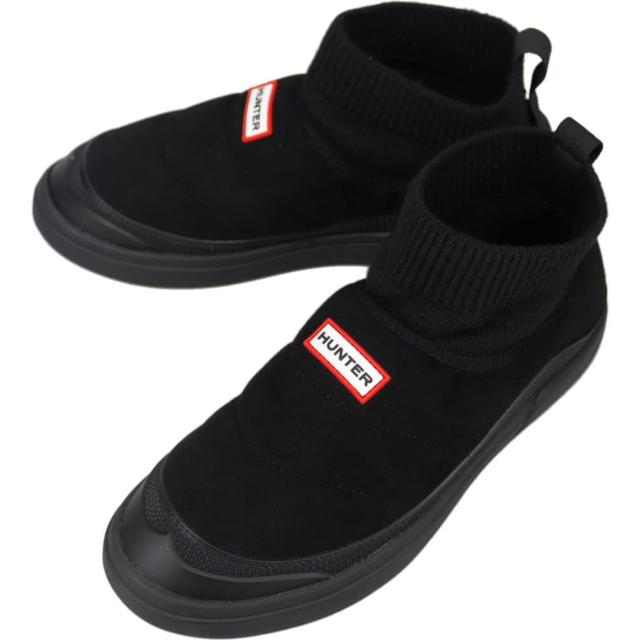 ハンター HUNTER イン/アウト フェイク スウェード ニッテッド カフ ブーツ IN/OUT FAUX SUEDE KNITTED CUFF BOOT ブラック UFS7115REN BLK