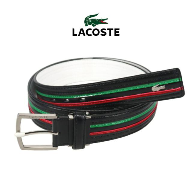 ラコステ LACOSTE トリコロール デザイン ベルト ブラック RC017J P01