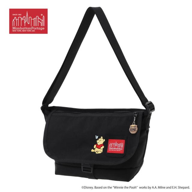 マンハッタンポーテージ Manhattan Portage ナイロン メッセンジャー バッグ JR スリム FZP  500D コーデュラ 25/プー NYLON MESSENGER BAG JR SLIM FZP 500D CORDURA 25 / POOH ブラック 1605-JR-FZP-500CD-POOH25 BLK