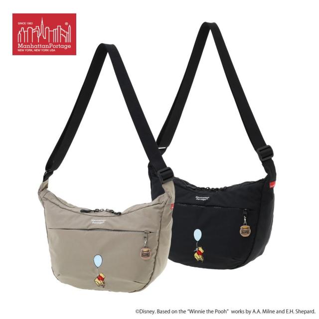 マンハッタンポーテージ Manhattan Portage デュエット ショルダー バッグ ナイロン タッサー クイル 25/プー DUET SHOULDER BAG NYLON TUSSAH QUILL 25 / POOH ブラック ベージュ 2409-TS-POOH25 BLK BEI