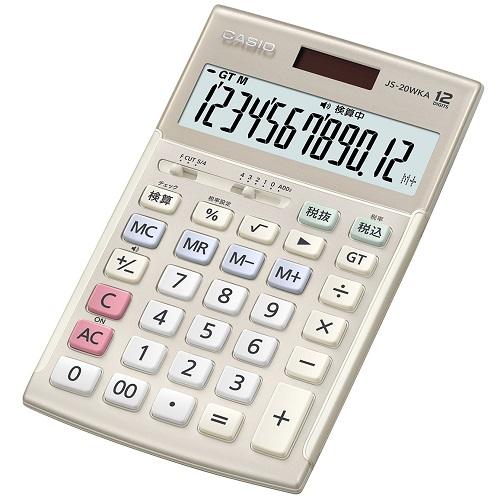 CASIO(カシオ) JS-20WKA-GD-N ゴールド ジャストタイプ 実務電卓 12桁