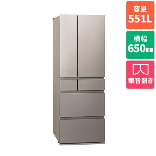 【標準設置料金込】【長期5年保証付】パナソニック(Panasonic) NR-F55HY2-N ヘアラインシャンパン 6ドア冷凍冷蔵庫 HYタイプ 両開き 551L 幅650ｍｍ