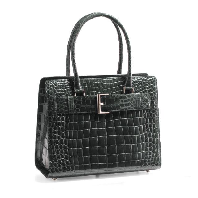 クロコダイルハンドバッグベルトデザインシャイニング加工日本製2WAY仕様/レディース(No.06000936)