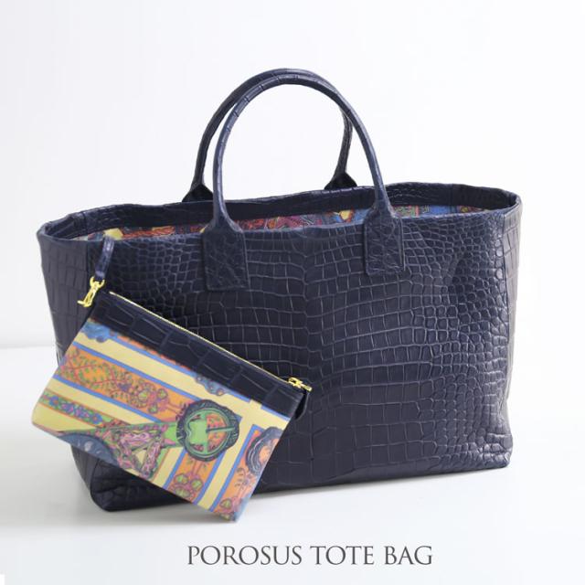 スモールクロコダイル ポロサス トートバッグ レディース マット ラム革 内装 a4 ポーチ付き クロコダイル イリエワニ a4 ワニ 本革 安心 保証書(06000920r)