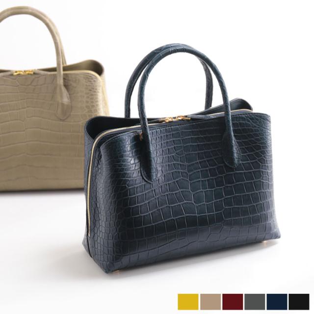 スモールクロコダイル ハンドバッグ マット加工 2WAY レディース HCP社製原皮使用 ブラック (06001018r)