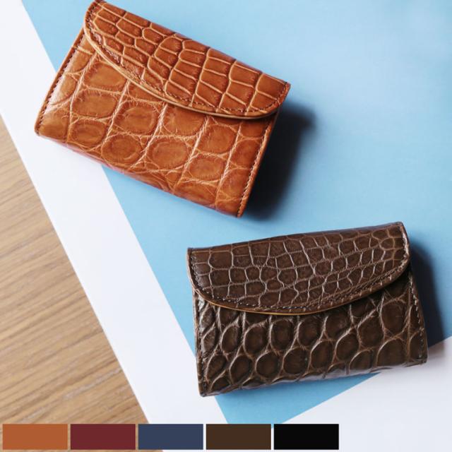 クロコダイル ミニ財布 メンズ 小銭入れ ケース マット加工 本革 シンプル コンパクト (06001026-mens-1r) 【ネコポスで送料無料】