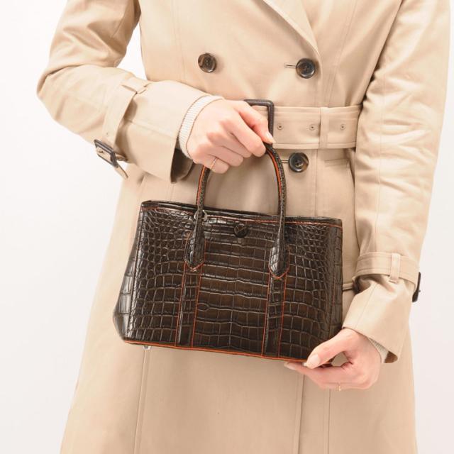 クロコダイル ハンドバッグ レディース マット 加工 センター取り 本革 2WAY ミニバッグ ミニトートバッグ ショルダーベルト付き 保証書 付き ギフト 4FA (06001286r)