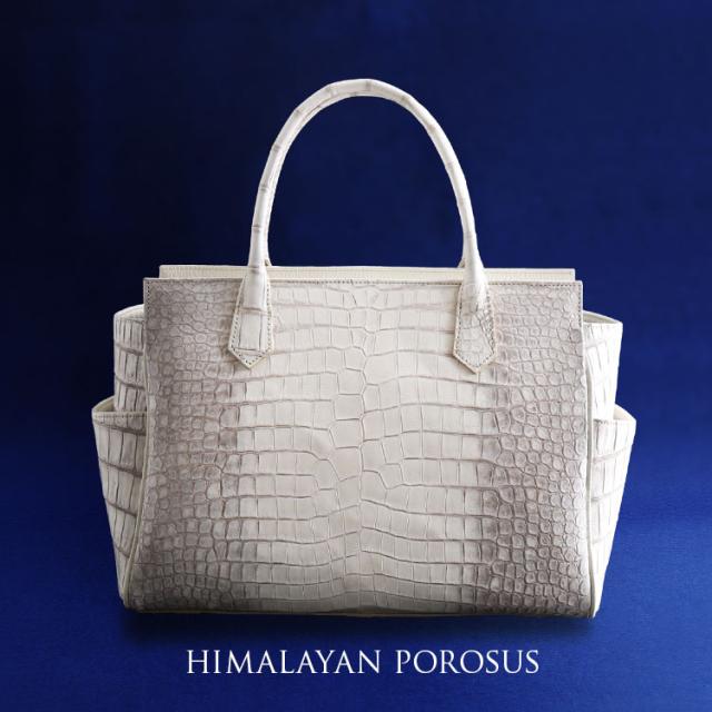ヒマラヤ スモール クロコダイル 日本製 トートバッグ センター取り 天ファスナー 横型(No.06001488)