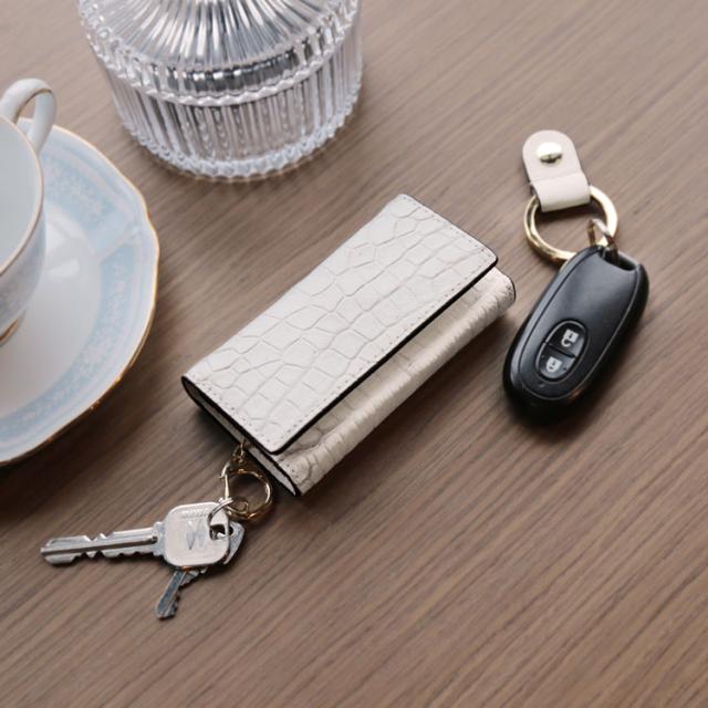 ヒマラヤ クロコダイル キーケース レザー 本革 プレゼント ギフト レディース キーホルダー スマートキーケース  おしゃれ ワニ(No.06001584)