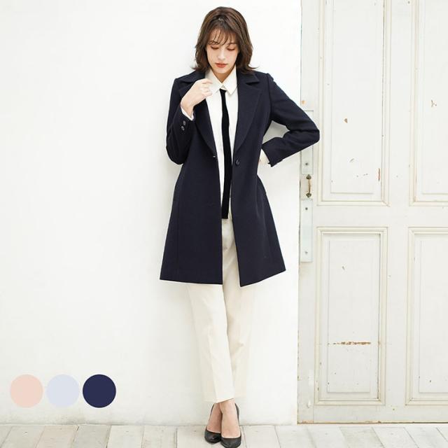 チェスターコート レディース アウター ウール アンゴラ 春 秋 冬 着丈92cm チェスター コート ウールコート レディースコート シンプル ベーシック フォーマル ビジネス 仕事 通勤 冠婚葬祭 結婚式 テーラード テーラーカラー (08000216r)