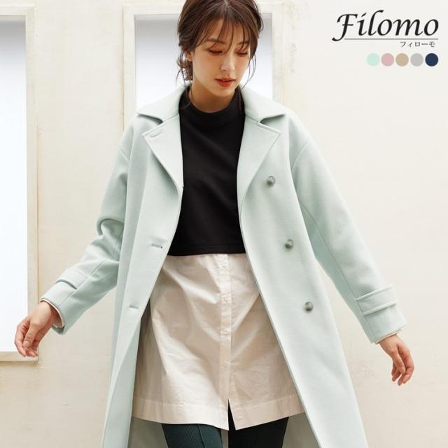 コート レディース 冬 M L チェスターコート ウールタッチ 洗える ロング丈  Filomo フィローモ カラーコート ウールライク ウォッシャブル アウター ロング丈コート ロングコート ビッグチェスターコート パステル スーパーロング (08000223r)
