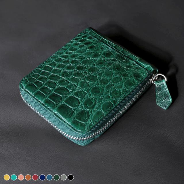 クロコダイル ラウンドファスナー 二つ折り財布 メンズ マット コンパクト 財布 革 コンパクト 高級 鰐革 本革 レザー プレゼント 春財布A 4FA (06001680-mens-1r)
