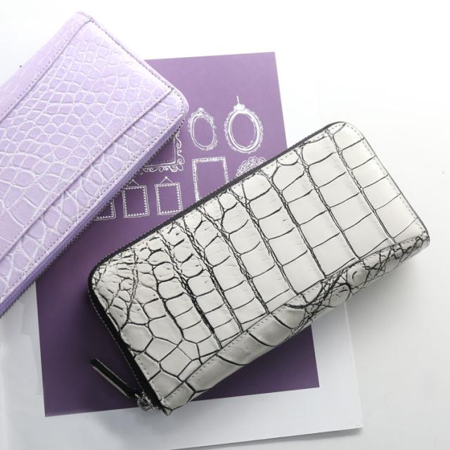 クロコダイル ラウンドファスナー 長財布 レディース 日本製(06001713r)