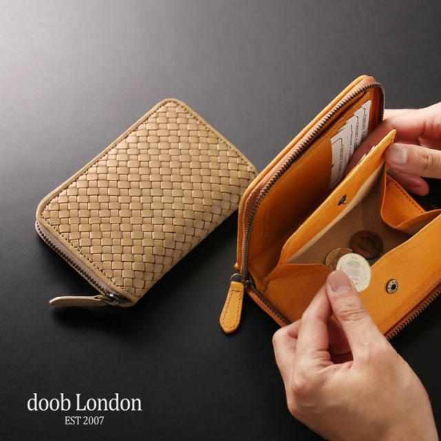 ヌメ革 ラウンドファスナー 折財布 メンズ 本革 レザー 財布 ボックス型 小銭入れ ブランド doob London イタリアンレザー ドゥーブロンドン イントレチャート メッシュ (09000423-mens-1r)