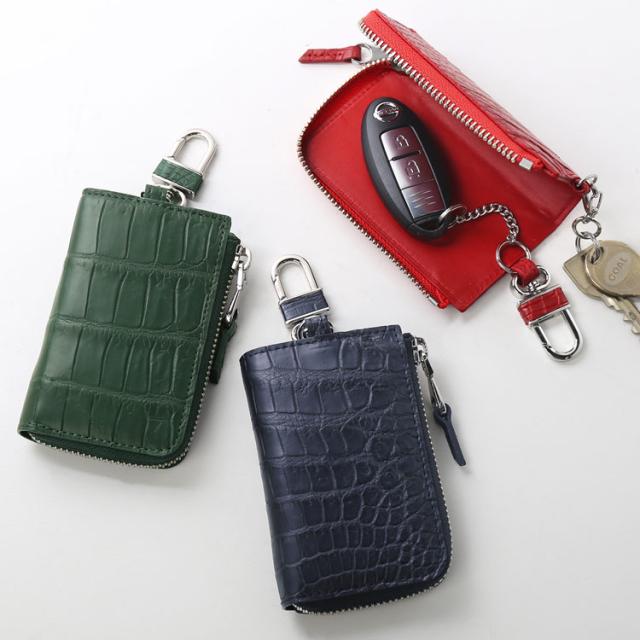 クロコダイル キーケース スマートキー レディース マット 革 カード スマートキー対応 車 カード入れ付き カード入れ スマートキーケース キーリング 本革 レザーキーケース クロコダイルキーケース プレゼント ギフト 敬老の日 4FA (06001691r)