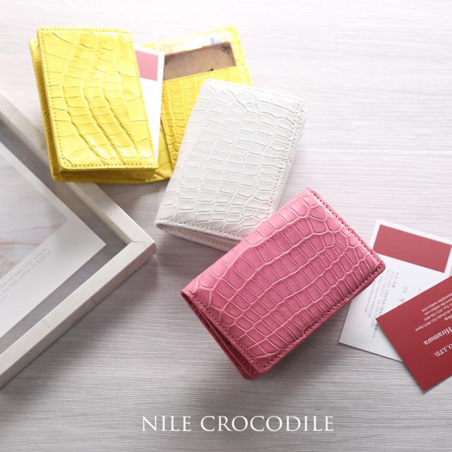 クロコダイル 名刺入れ 無双 レディース カードケース 通しマチ ビジネス オフィス カジュアル 名刺ケース (06001077r)