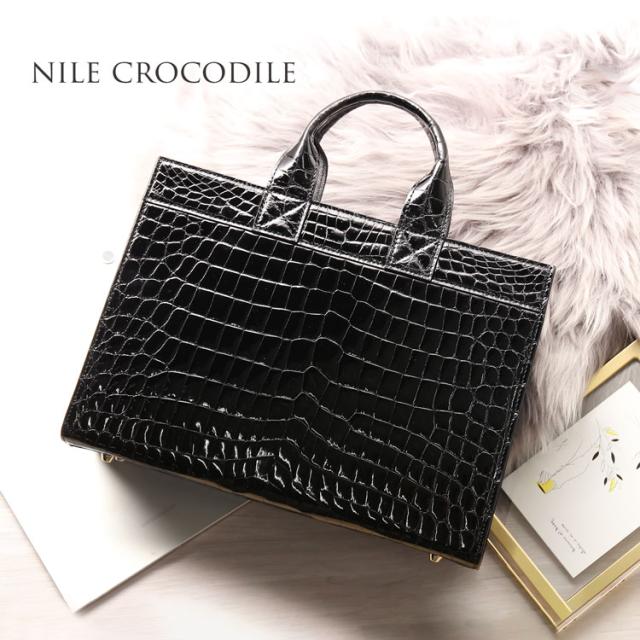 クロコダイル トートバッグ センター取り ナイルクロコダイル　レディース ミニトートバッグ(06001854r)