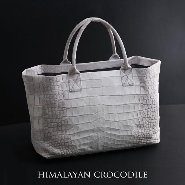 ヒマラヤ クロコダイル トートバッグ ファスナーポーチ付き センター取り 形が変わる 2way シルエット レディース(06001855r)