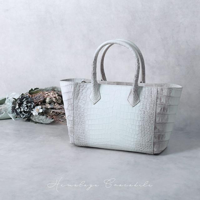 ヒマラヤ クロコダイル ハンドバッグ 2way 斜め掛け ショルダーバッグ ミニバッグ ミニトート センター取り レディース ホワイト (06001869r)