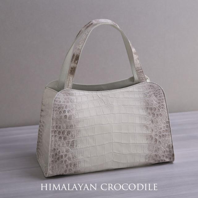 ヒマラヤ クロコダイル ハンドバッグ レディース センター取り 2way ショルダーバッグ 鰐革 保証書 付き(06001902r)