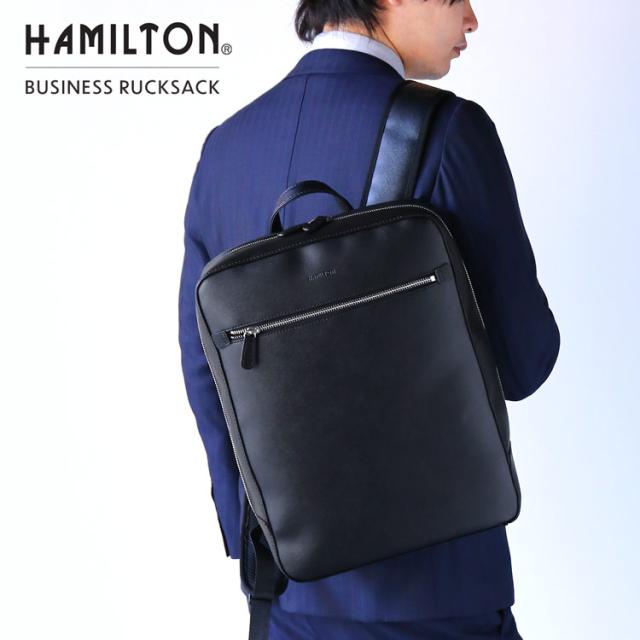 リュック メンズ HAMILTON ハミルトン A4 B4 16インチ PC パソコン リュックサック サフィアーノ レザー調 PVC 型押し 通勤 通学 ビジネスリュック メンズリュック ビジネスバッグ バッグ 大容量 カジュアル 旅行 普段使い 軽量 ブラック 黒 4FB (07000652r)