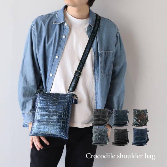 クロコダイル メンズバッグ 本革  ワニ革 斜め掛けバッグ ショルダーバッグ マット 本革 ミニバッグ 旅行 ミニ斜め掛けバッグ 保証書 付き  プレゼント (06001882r)