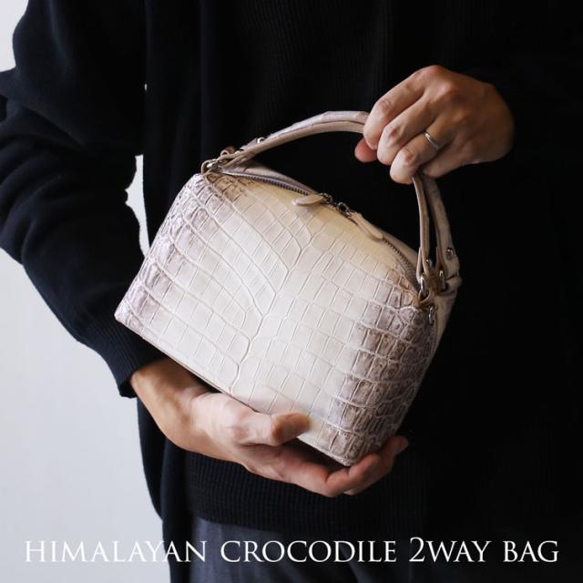 ヒマラヤクロコダイル 2way ハンドバッグ メンズ マット 加工 センター取り 保証書付き(06001926-mens-1r)