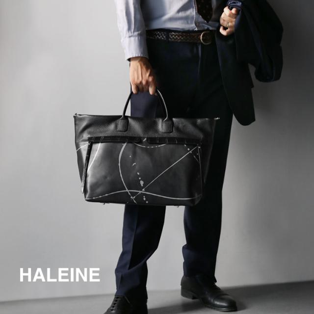 HALEINE トートバッグ カーフスキン ペイント デザイン クロコダイル 使用 A4 対応 牛革 2way 斜め掛け ショルダーバッグ (07000662r)