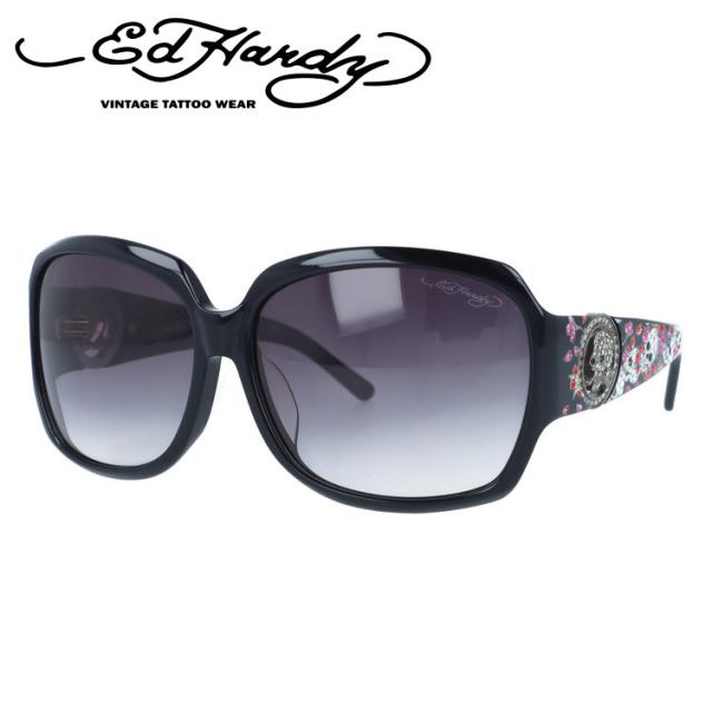 訳あり エドハーディー サングラス アジアンフィット Ed Hardy SKULL CHERRY（BLACK） 62 バタフライ アウトレット品 ユニセックス メンズ レディース