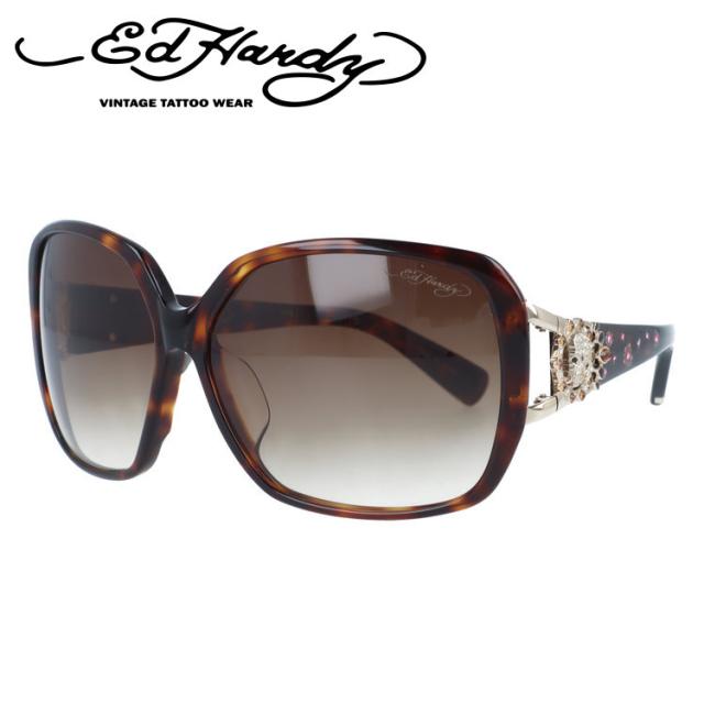 訳あり エドハーディー サングラス アジアンフィット Ed Hardy SKULL & ROSE 2（TORTOISE） 61 バタフライ アウトレット品 ユニセックス メンズ レディース