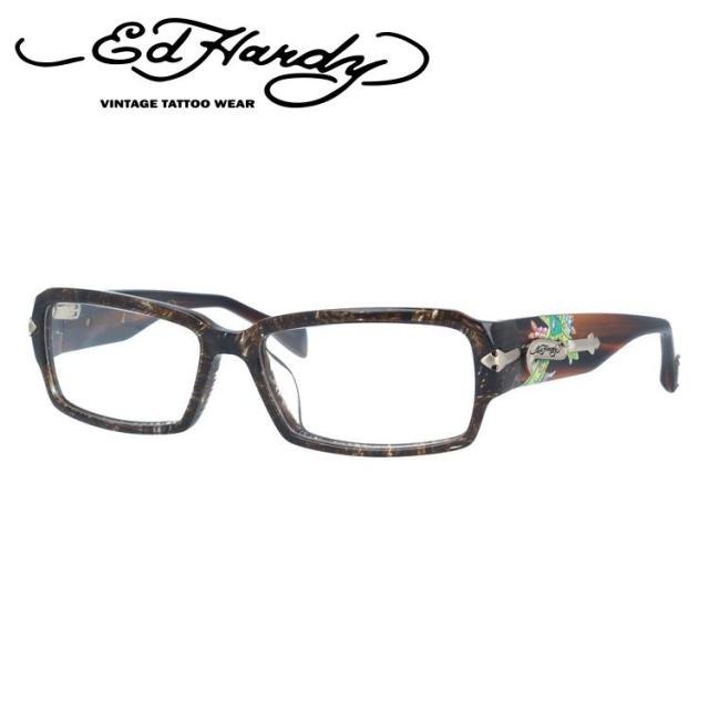【訳あり】エドハーディー メガネフレーム 伊達メガネ EdHardy 眼鏡 EHOA005 3 HAZEL ハゼル メンズ レディース ダテメガネ 紫外線対策