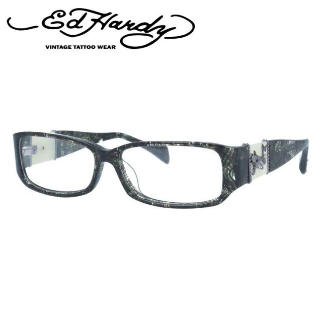 【訳あり】エドハーディー メガネフレーム 伊達メガネ EdHardy 眼鏡 EHOA006 4 BLACK HORN ブラックホーン メンズ レディース ダテメガネ 紫外線対策