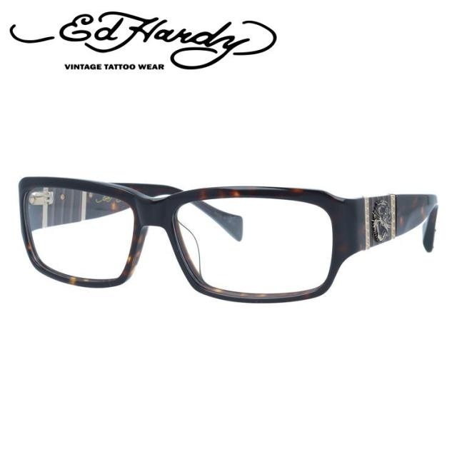 【訳あり】エドハーディー メガネフレーム 伊達メガネ EdHardy 眼鏡 EHOA007 2 TORTOISE トータス メンズ レディース ダテメガネ 紫外線対策