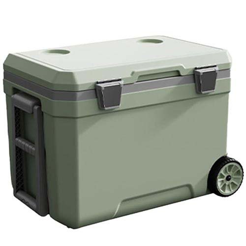 ハードクーラーボックス キャスター付 保冷 大容量 大型 グリーン IS-HCB45(1個)[冷却用品]