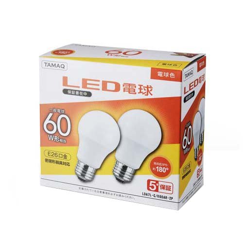 NVCライティングジャパン LED電球 電球色 60W形相当 LDA7L-G／K60AR-2P(2個入)[蛍光灯・電球]の通販はau PAY マーケット - 爽快ドラッグ | au PAY ...