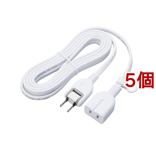 エレコム 延長コード 電源タップ コンセント 3m 1個口 スイングプラグ ホワイト(5個セット)[ＯＡ商品]