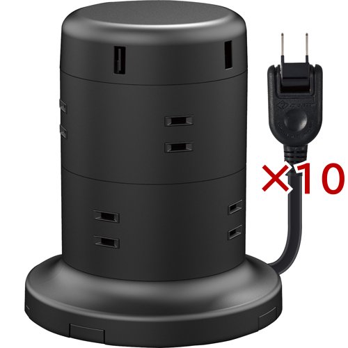エレコム 電源タップ 8個口 2m 雷サージ ほこり防止 USBポート付 ブラック ECT-0620BK(10セット)[ＯＡ商品]
