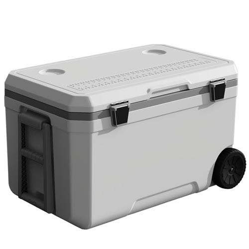 ハードクーラーボックス キャスター付 保冷 大容量 70L ホワイト IS-HCB70(1個)[冷却用品]