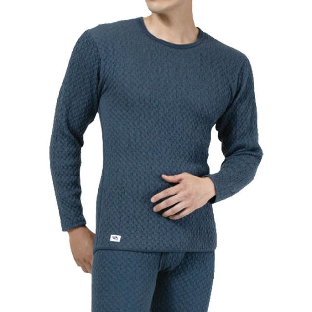 【送料無料】ひだまり健康肌着 チョモランマ 紳士長袖丸首シャツ ネービー/Lサイズ kc-qm922