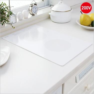 IHクッキングヒーター ビルトイン 2口 IHコンロ ビルトインコンロ 三化工業株式会社 SIH-B223AL-W ホワイト 縦置型