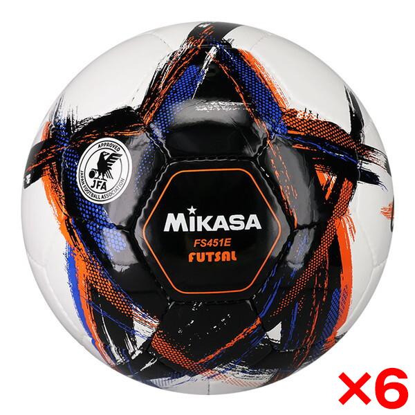【6個セット】MIKASA FS451E-BK OrgestA フットサルボール 検定球 4号球 手縫い ブラック