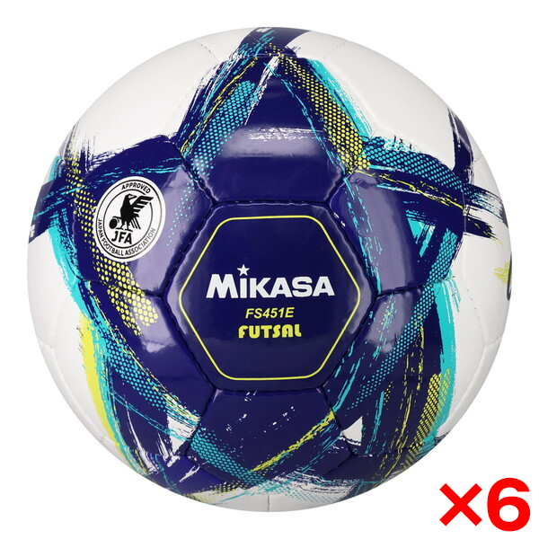 【6個セット】MIKASA FS451E-BL OrgestA フットサルボール 検定球 4号球 手縫い ブルー