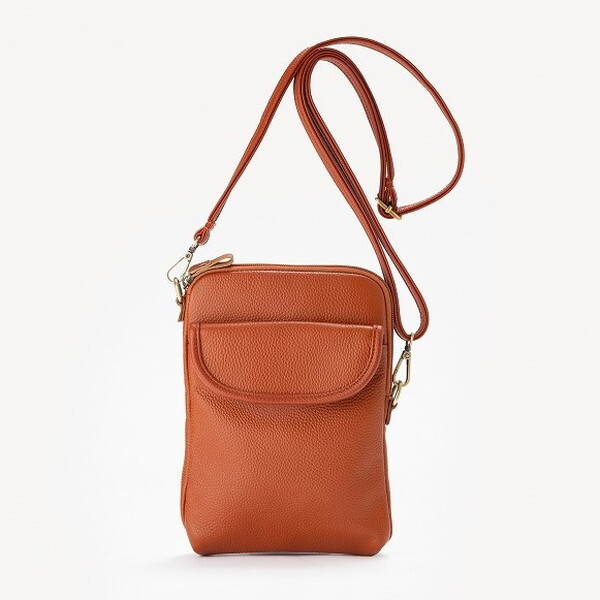 小田清 豊岡工房 スマホが触れる牛革ショルダーバッグ キャメル 429708