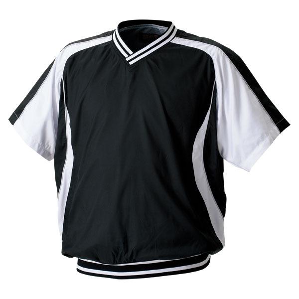 ZETT ゼット 野球ウエア 半袖Vネックジャンパー ブラック×ホワイト XO BOV300H 1911