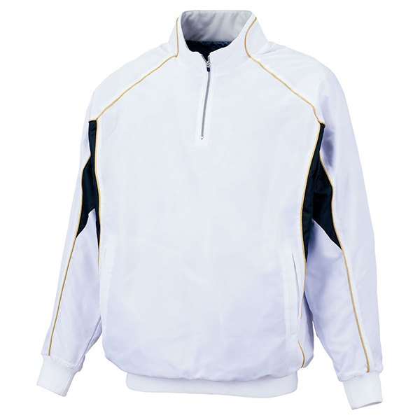 ZETT ゼット 野球ウエア 中綿ハーフジップジャンパー ホワイト×ブラク L BOV450A 1119