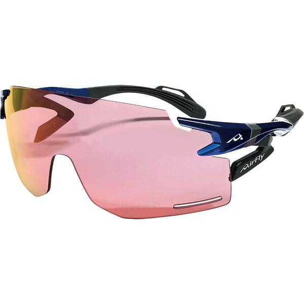 AirFly AF-301 C-5TR 鼻パッドがないスポーツサングラス トレイルピンクミラーレンズ フレーム/ブルー、レンズ/トレイルピンクミラー